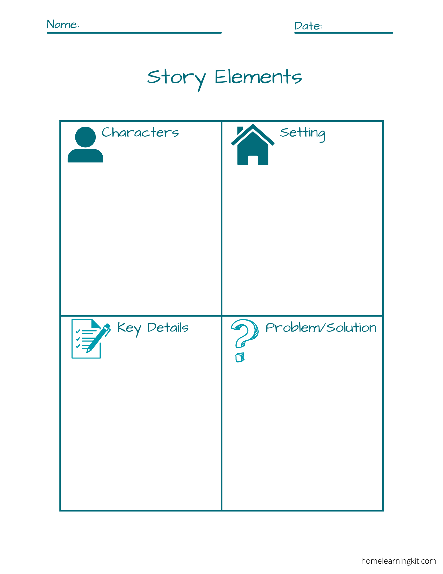 Story Elements Free Reading Printable - Home Learning Kit